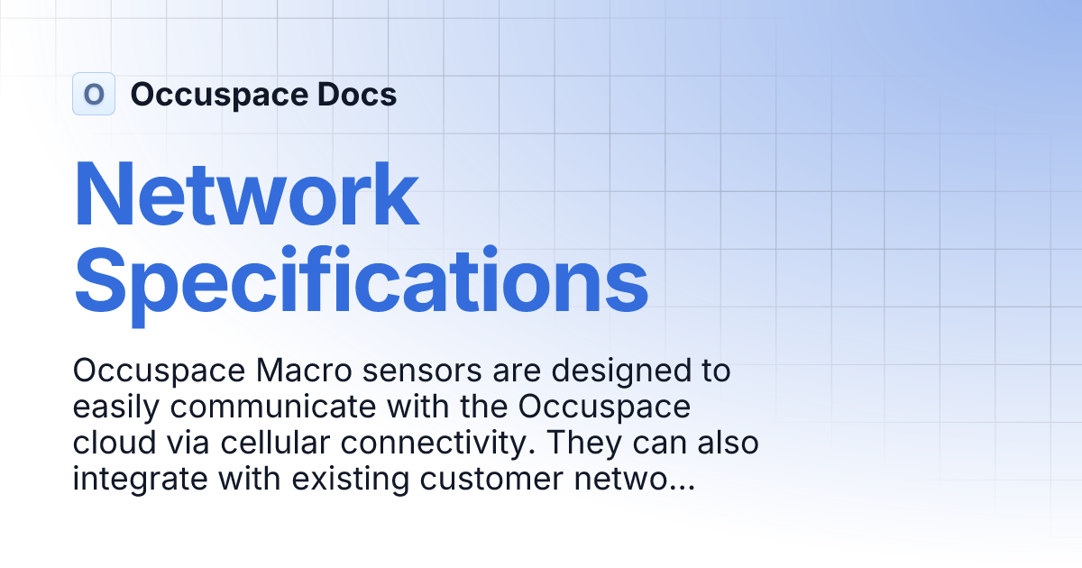 Network Specifications | Occuspace Docs